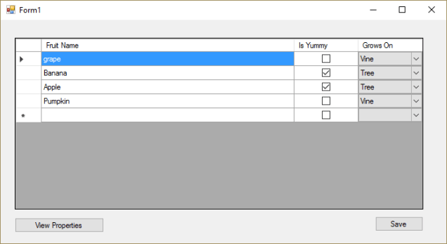 C# Data Binding example with Adapters and DataGridView – contrived example